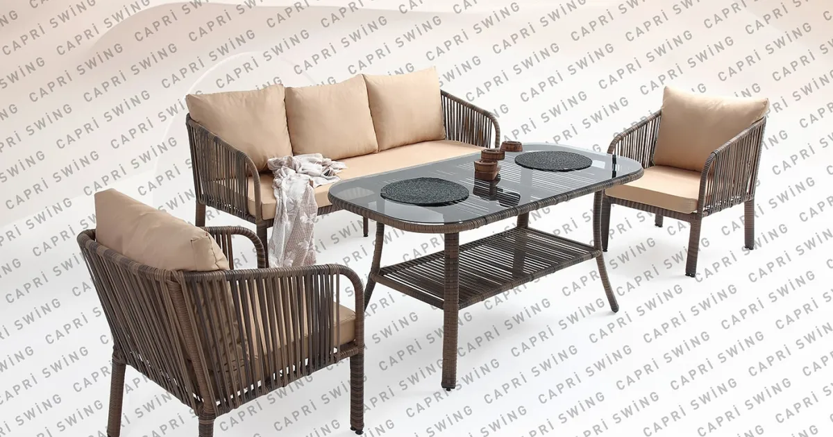 Capri Swing - Artemis Üçlü Rattan Bahçe - Balkon Oturma Grubu