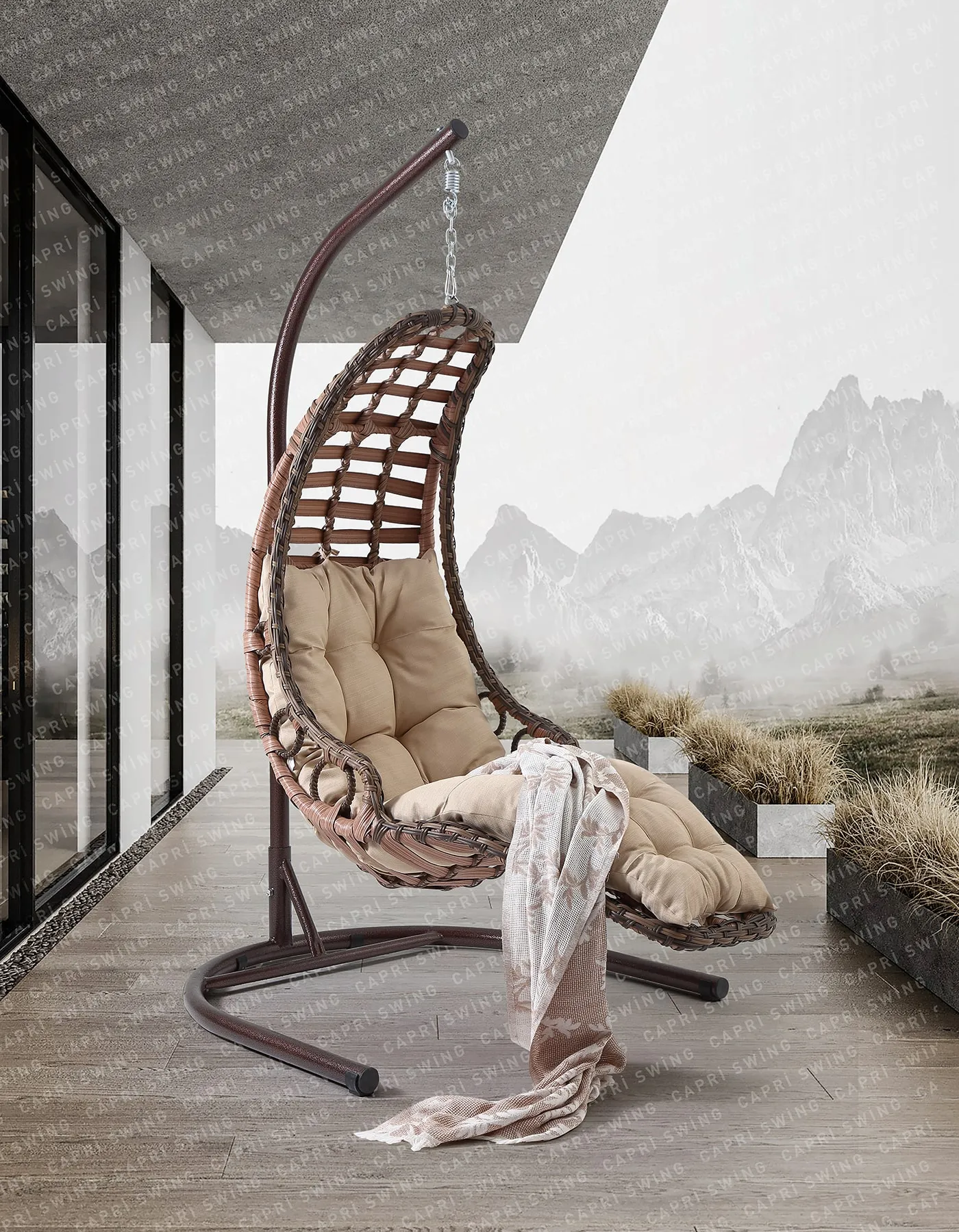 Capri Swing - Bodrum Tekli Rattan Bahçe - Balkon Salıncağı